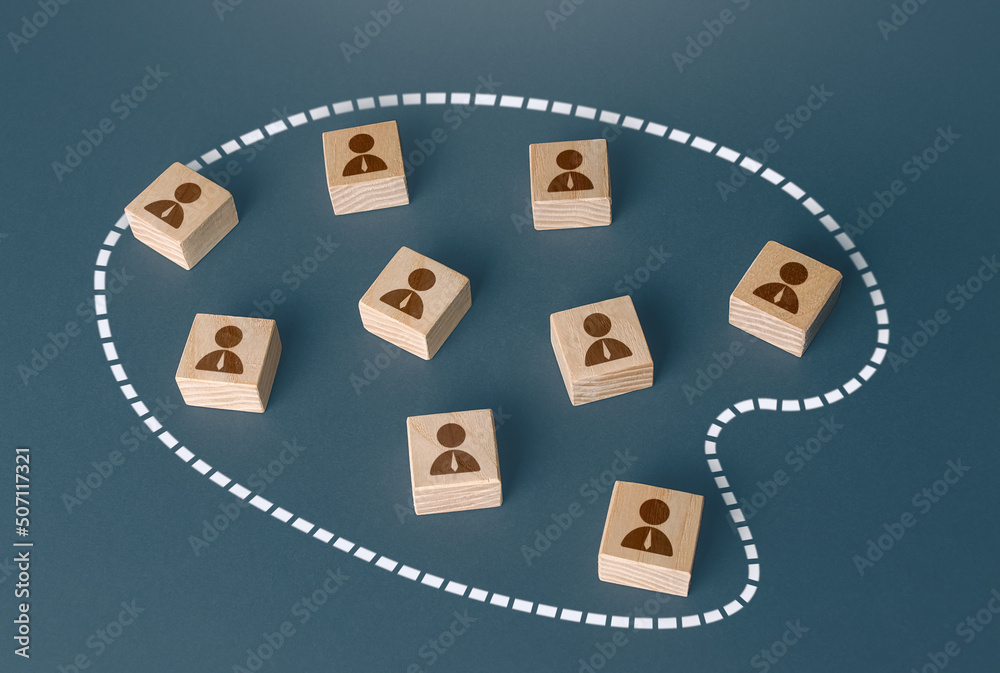 Gather people into one team. Organization of a group of employees. Sort ...