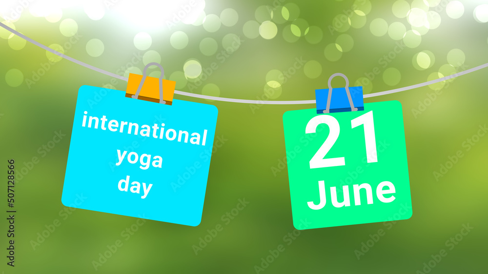 21 June international yoga day animation with hanging letter paper in ...