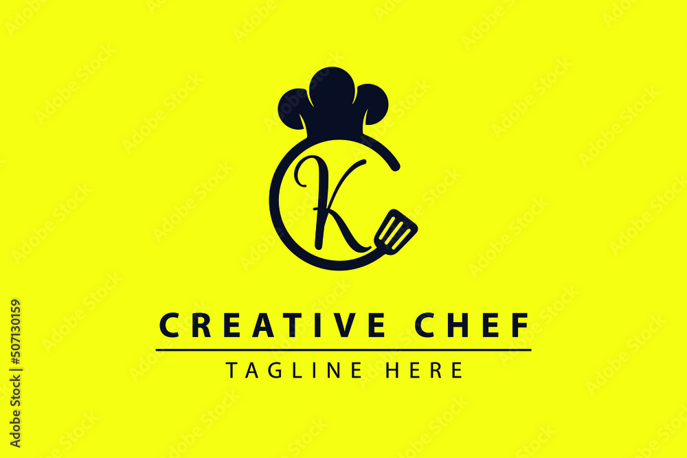 Initial letter k with spoon and fork for restaurant concept. letter K ...