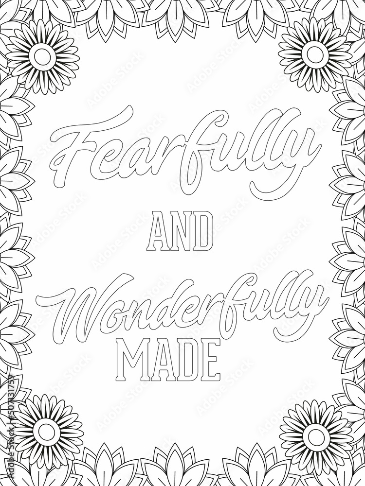 Bible verse coloring page. Vector Lettering and flowers for coloring ...