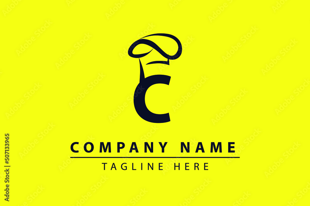 Initial letter C with spoon and fork for restaurant concept. letter c ...