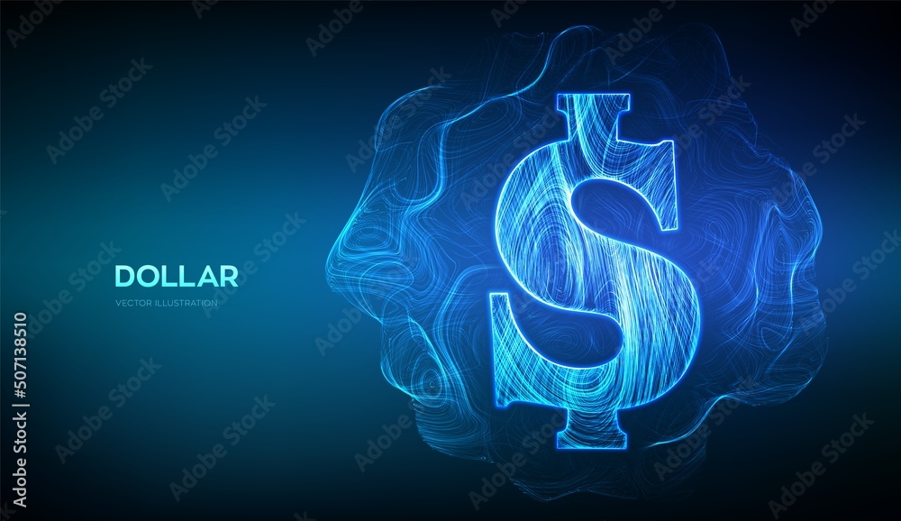 Dollar. Abstract United States Dollar sign formed from glowing thin ...