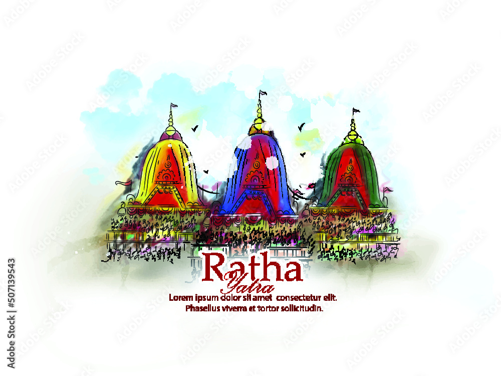 vector illustration of happy Ratha Yatra celebration of Lord Jagannath ...