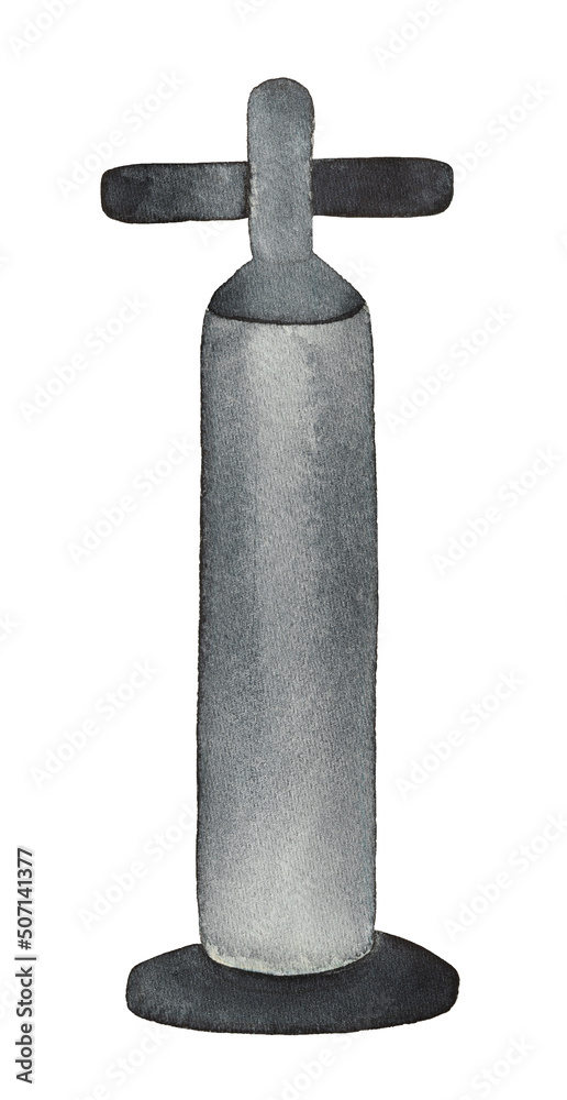 Watercolour illustration of Hand Air Pump for inflating various items ...