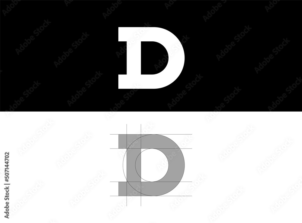 Letter D icon logo vector design illustration and serif font isolated ...