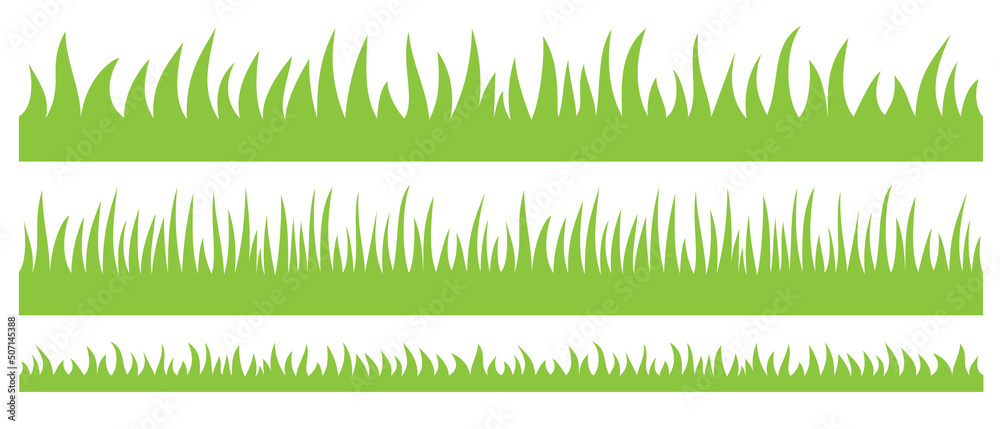 Green grass, vector set for creating landscape designs in flat cartoon ...