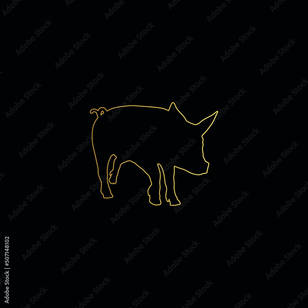 Minimal Line Art Pig Logo Template | Creative Pig Logo Design Stock ...