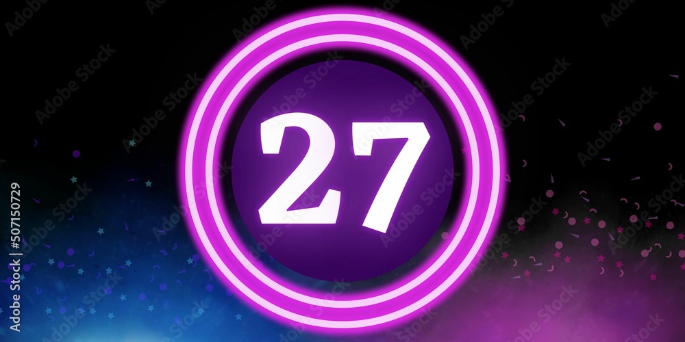Number 27. Banner with the number twenty seven on a black background ...