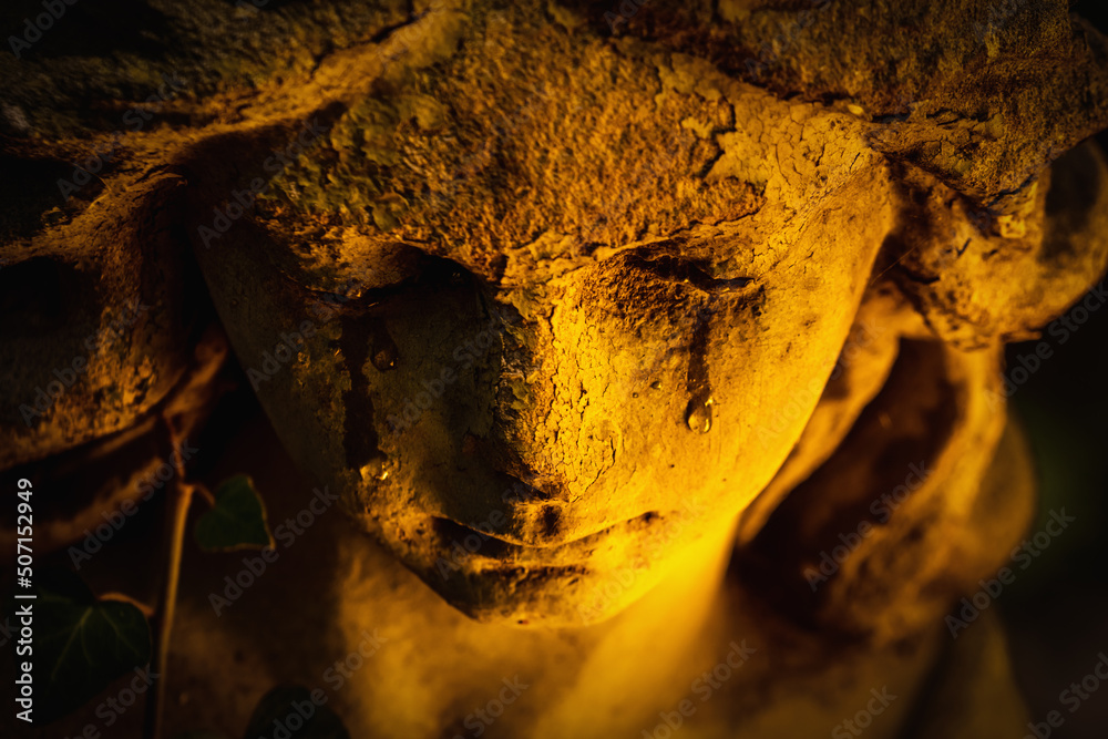 Death concept. Beautiful sensual angel crying as symbol of pain, fear ...