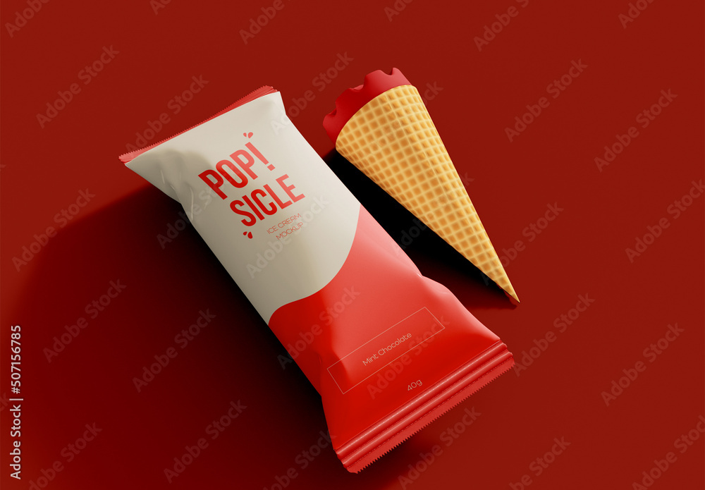 Ice Cream Popsicle Packaging Mockup Stock Template | Adobe Stock
