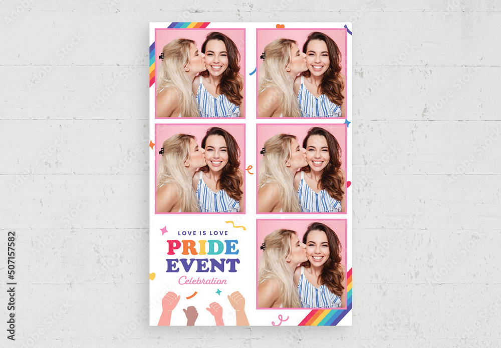 Lgbt Pride Event Photo Collage Strip Photo Booth Layout Stock Template ...