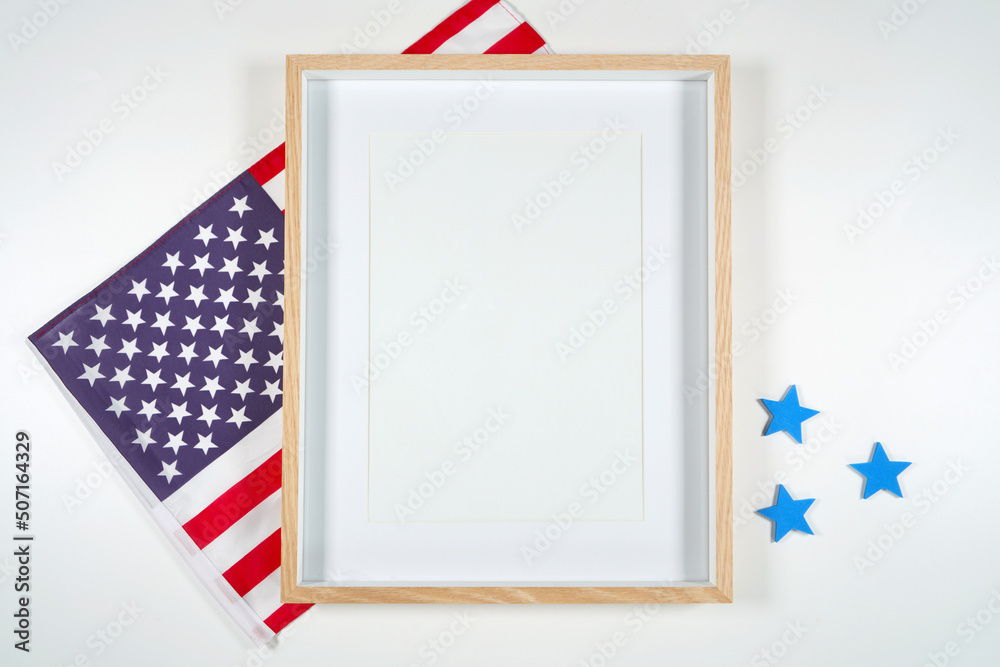 Art print vertical frame product mockup. Patriotic Fourth of July ...