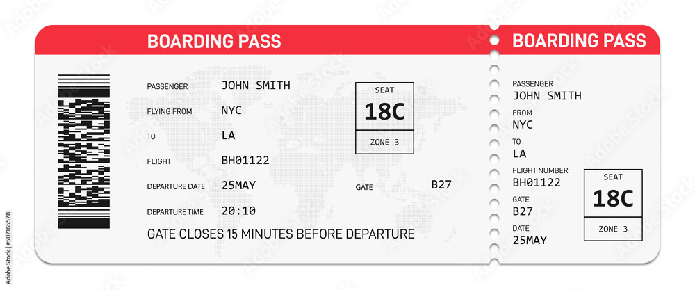 Photo & Art Print Realistic airline boarding pass. Boarding pass ...