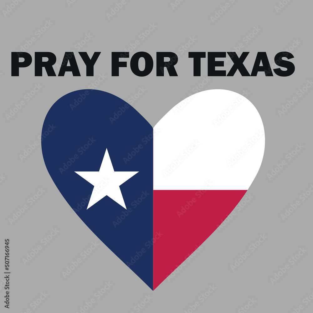 Pray for Texas heart shape with Texas flag. Vector illustration for ...