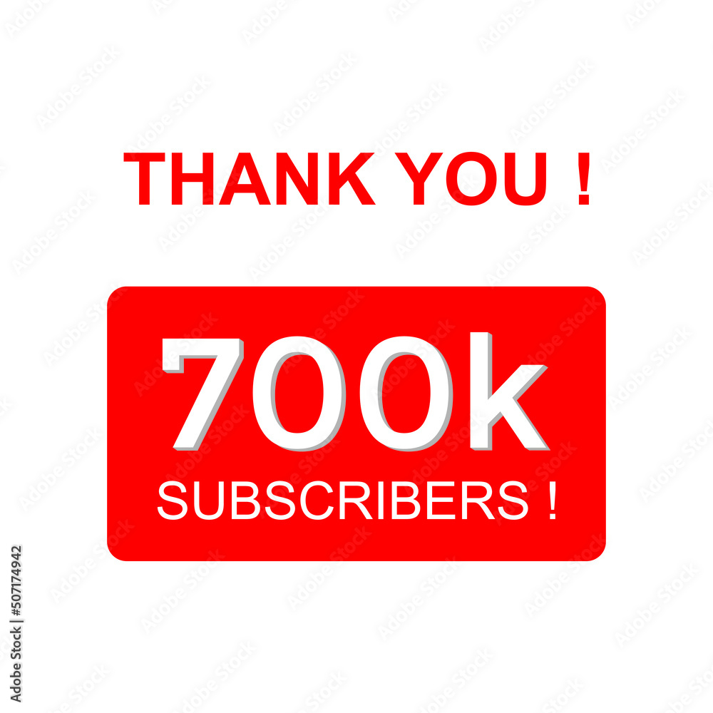 700k Subscribers Font Illustration. Isolated on White Background ...