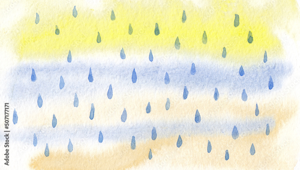 Watercolor cute seamless pattern rain.Colorful watercolor romantic ...