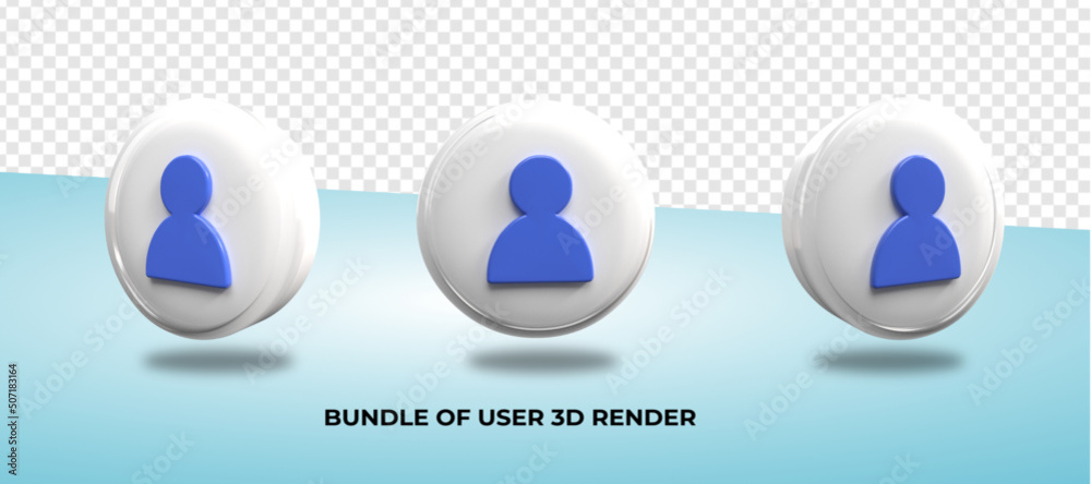 Bundle Of 3D render model of user icon, PNG , modern, transparent Stock ...