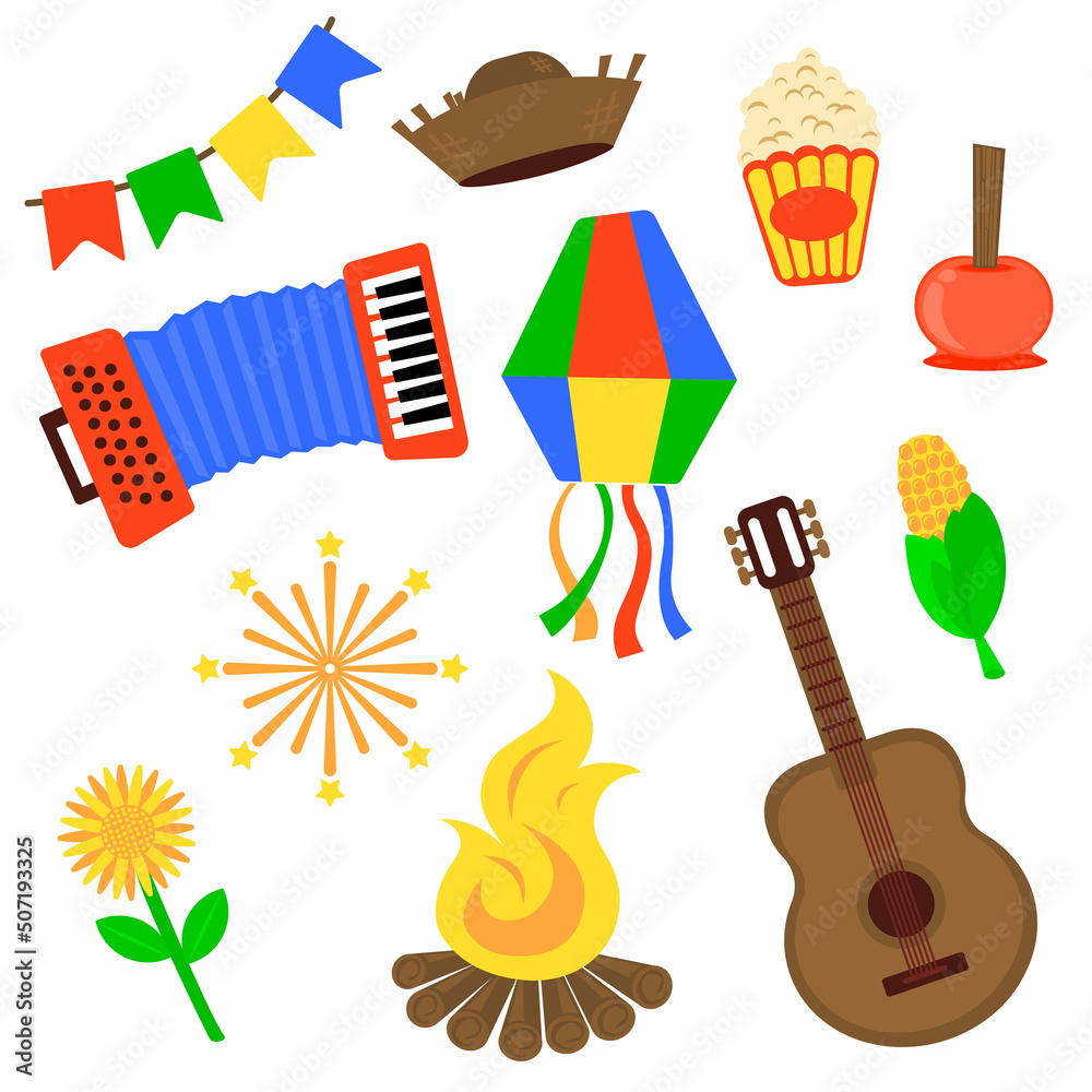Traditional June festival "Festa junina" in northeastern Brazil. Vector ...