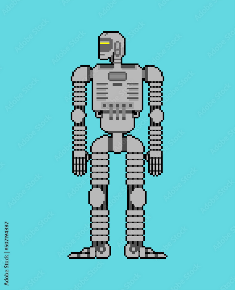Robot pixel art. Cyborg 8 bit. pixelated Vector illustration Stock ...