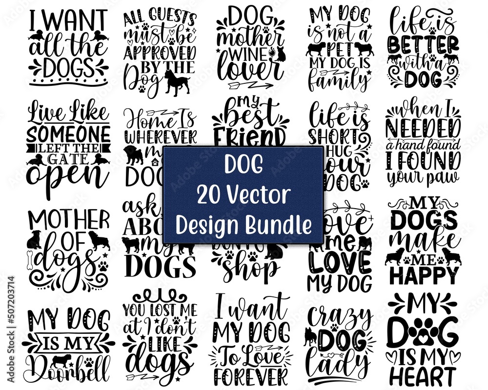 DOG 20 Vector Design Bundle, DOG SVG BUNDLE, Dog butt, Dog file bundle ...