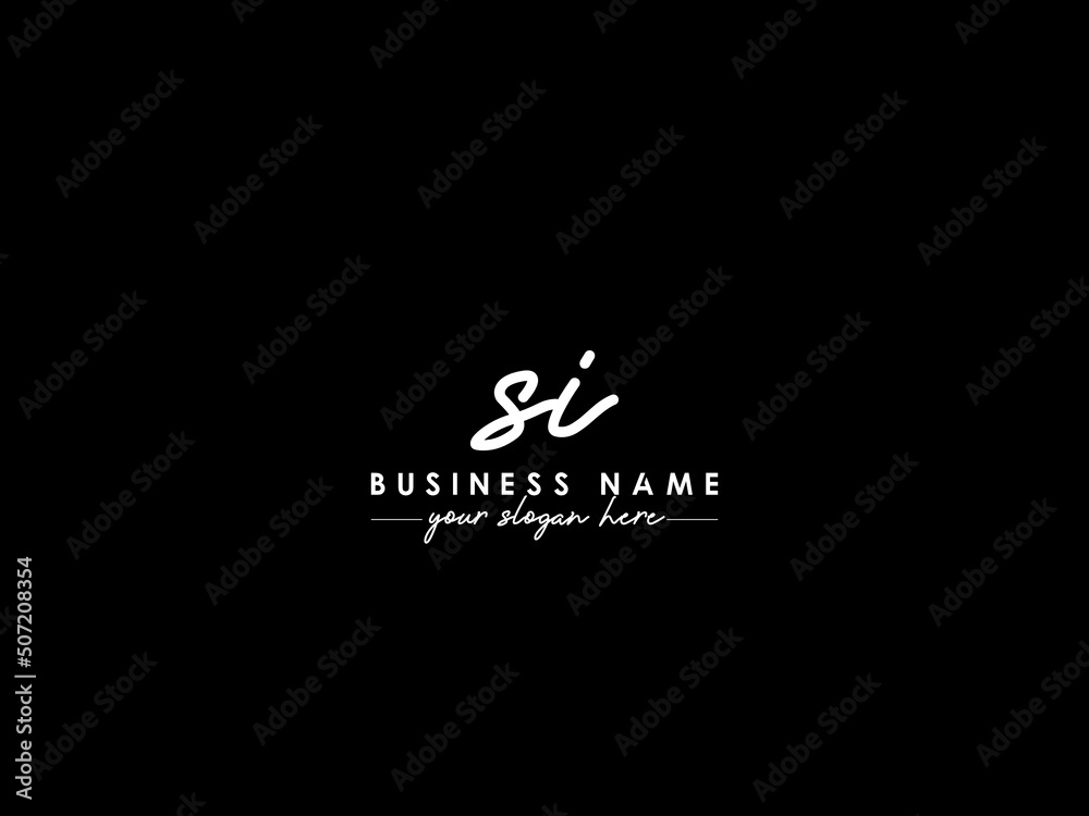 Signature SI Logo Letter, Creative Si is Black Signature Logo Icon ...
