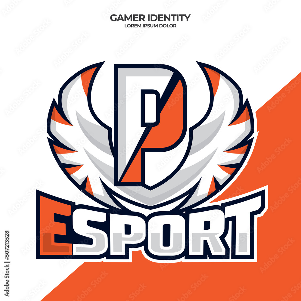 Eagle wing esport logo letter P design template, bird esport logo ...