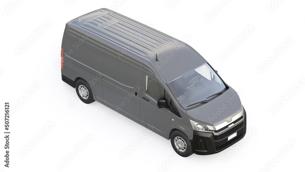 Tokyo, Japan. April 12, 2022: Toyota Hiace. Grey commercial van for ...