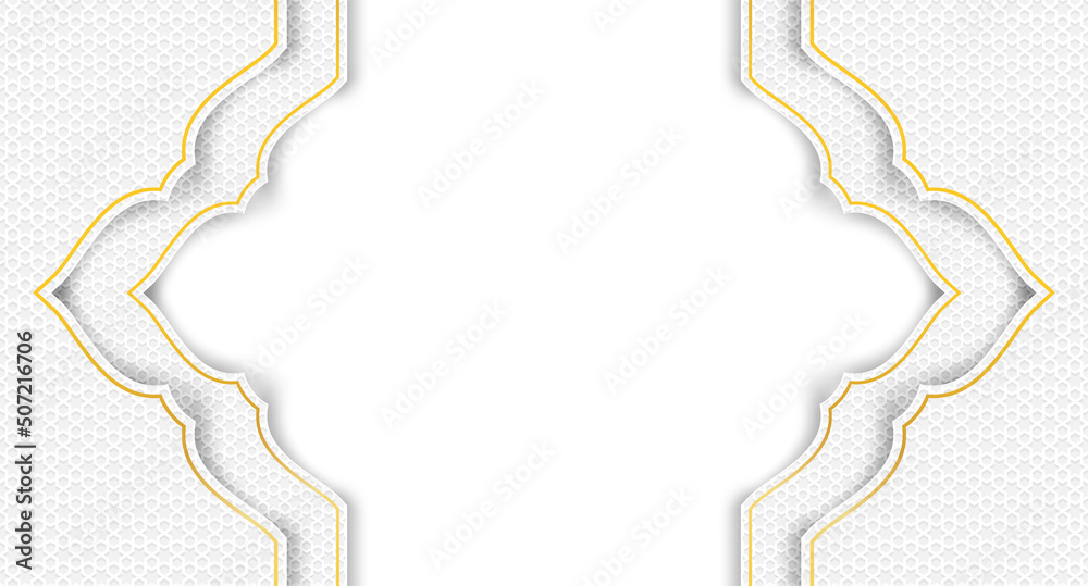 Abstract. Islamic background. Design with geometric shape white ...