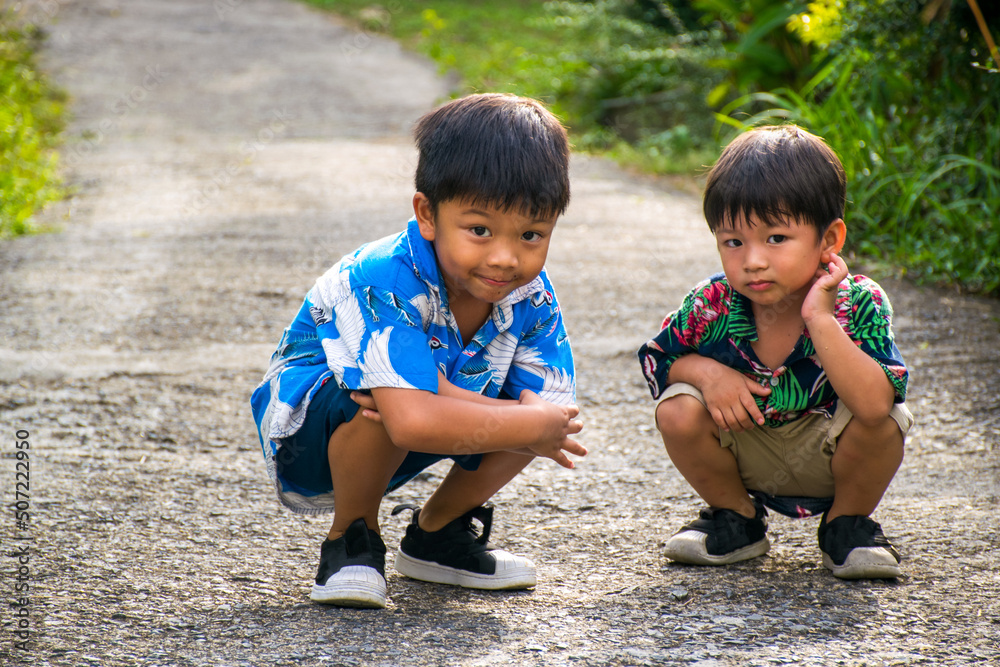 Two brothers walk together until they are tired. So we sat together ...