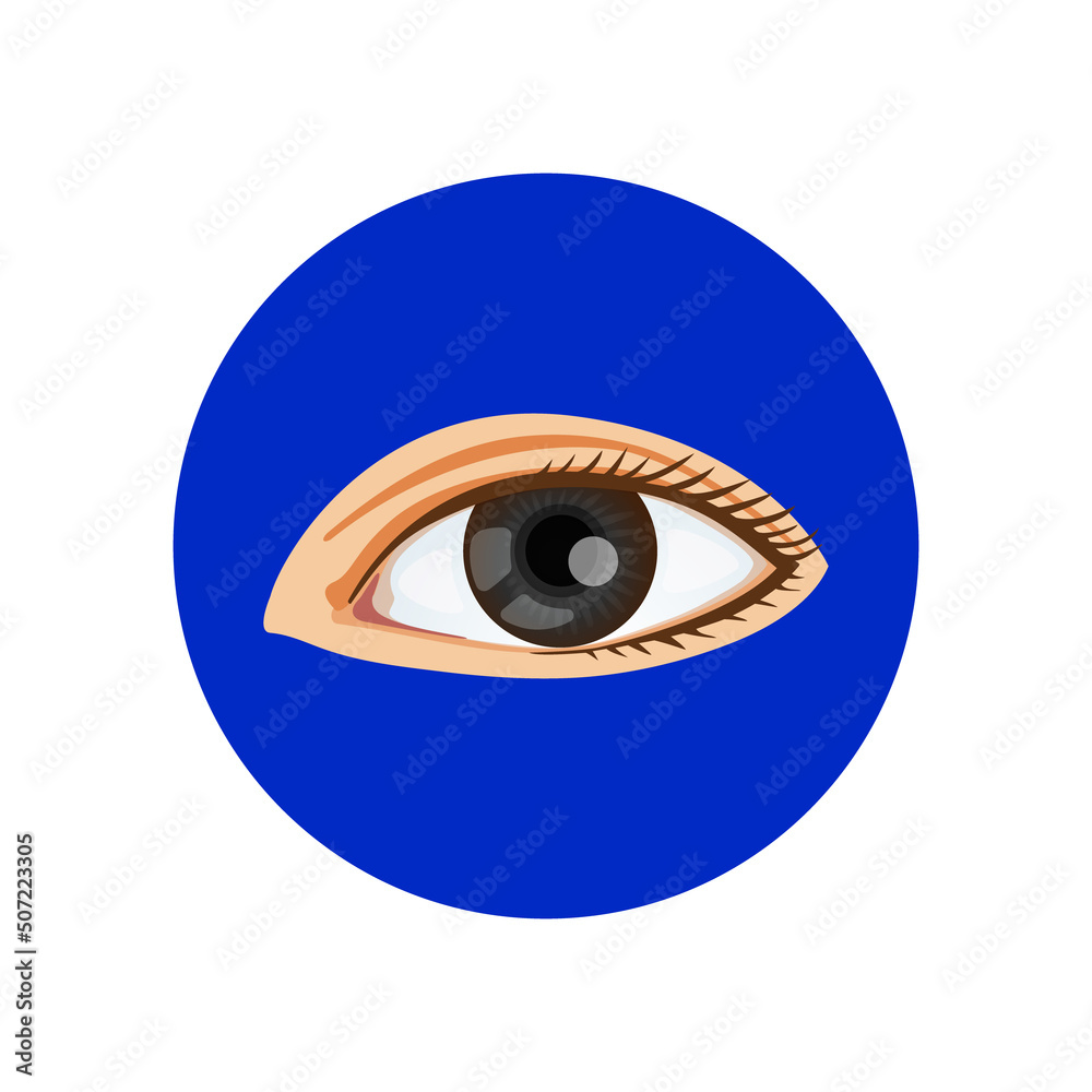 Eye icon in flat style isolated on white background. Part of body ...