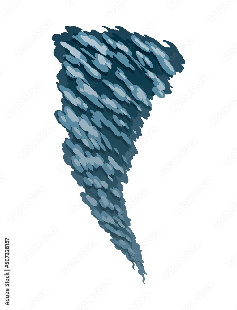 Tornado. Stylized cartoon hurricane icon. Rotating cyclone whirlwind in ...