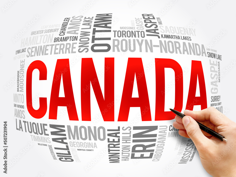 List of cities and towns in Canada, word cloud collage, business and ...