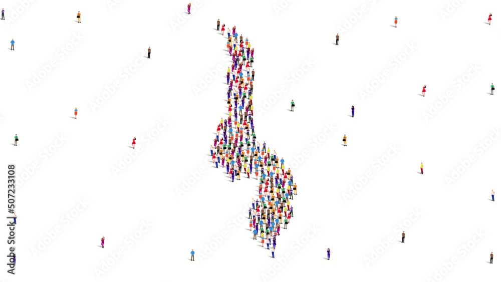 Malawi Map A large group of people form to create a Malawi map. 4K ...