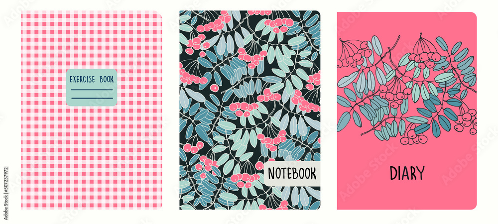 Cover page templates based on patterns with hand drawn ashberry ...