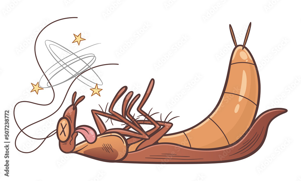 Defeated cartoon cockroach on the white background. Stock Vector ...