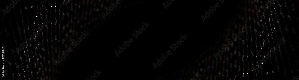 Abstract particle golden luxury collection. Dark black background with ...