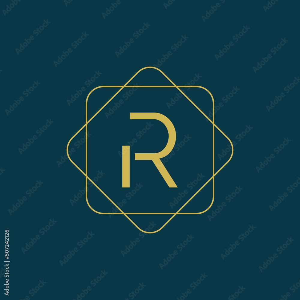 Initial letter R logo design vector with square element. creative R ...