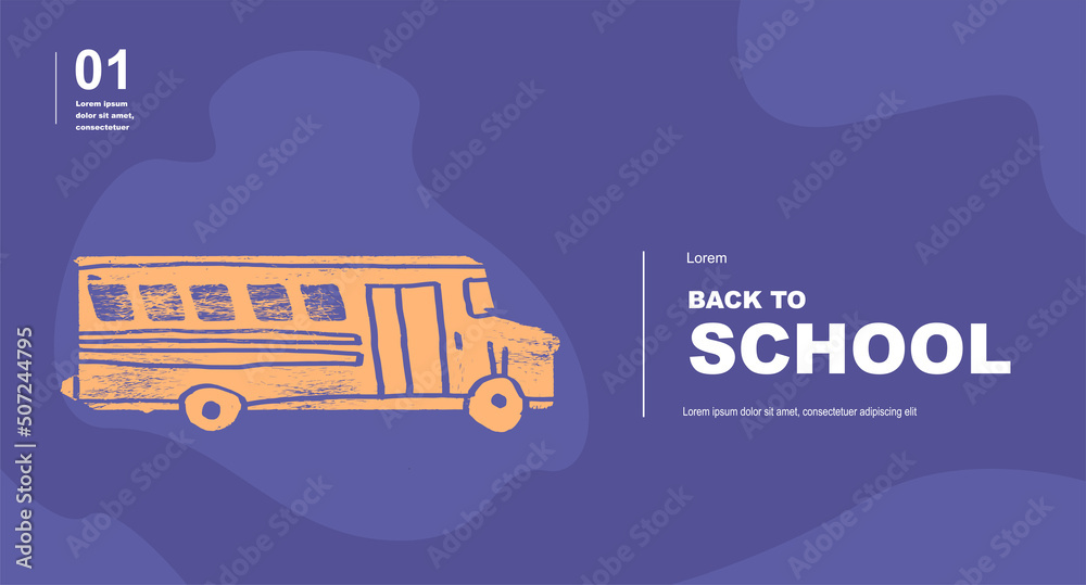 School bus. Abstract, vector illustrations. Back to School. Elements ...