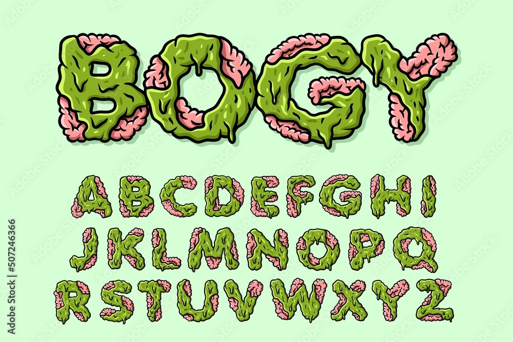 Alphabet zombie monster text vector Stock Vector | Adobe Stock