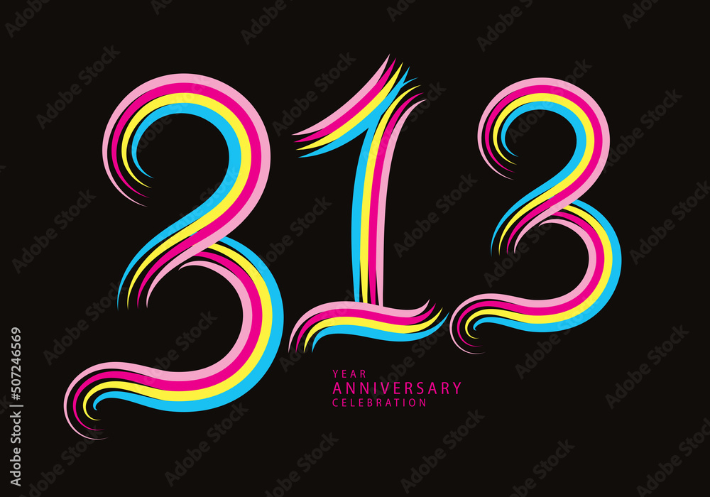 313 number design vector, graphic t shirt, 313 years anniversary ...