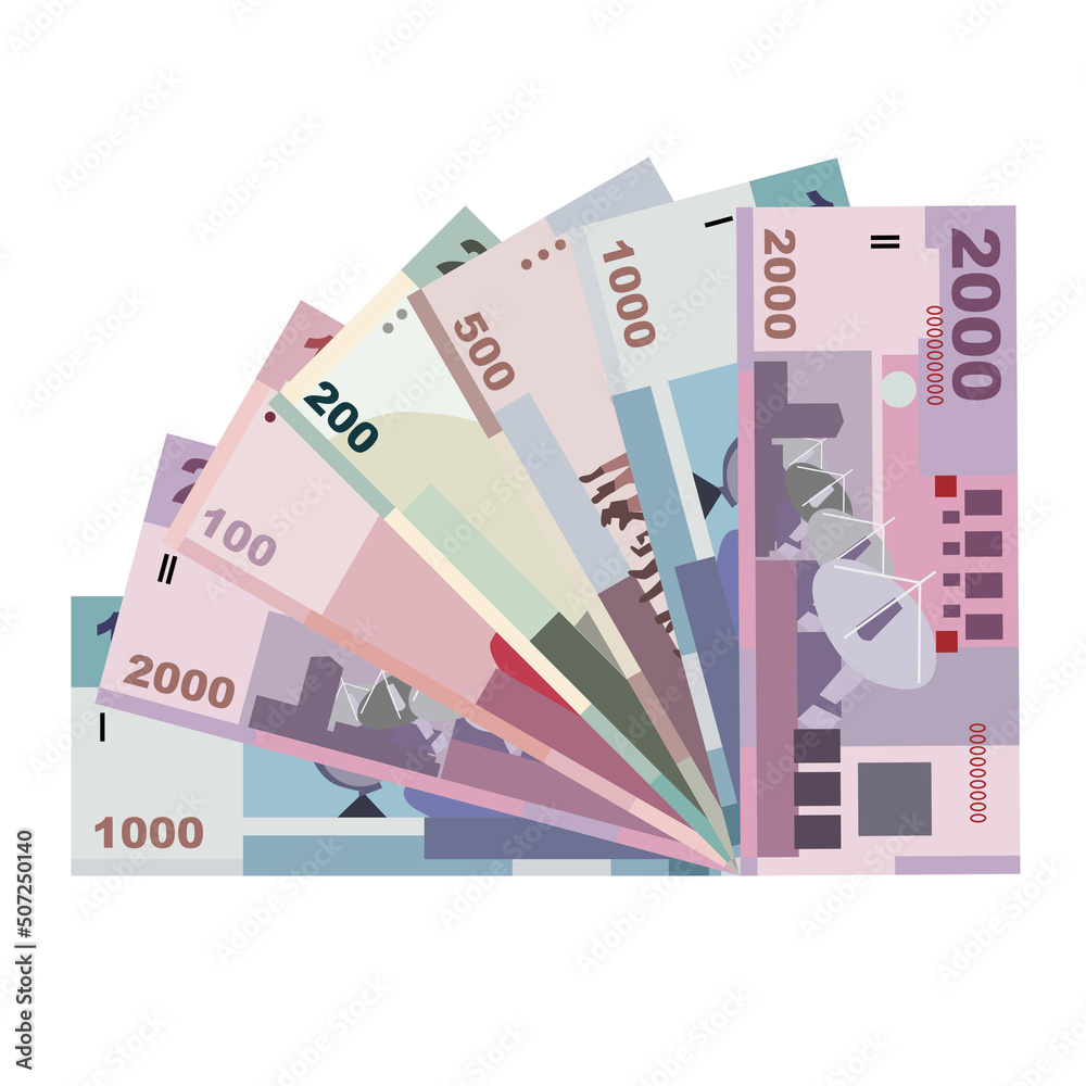 New Taiwan Dollar Vector Illustration. Taiwanese money set bundle ...