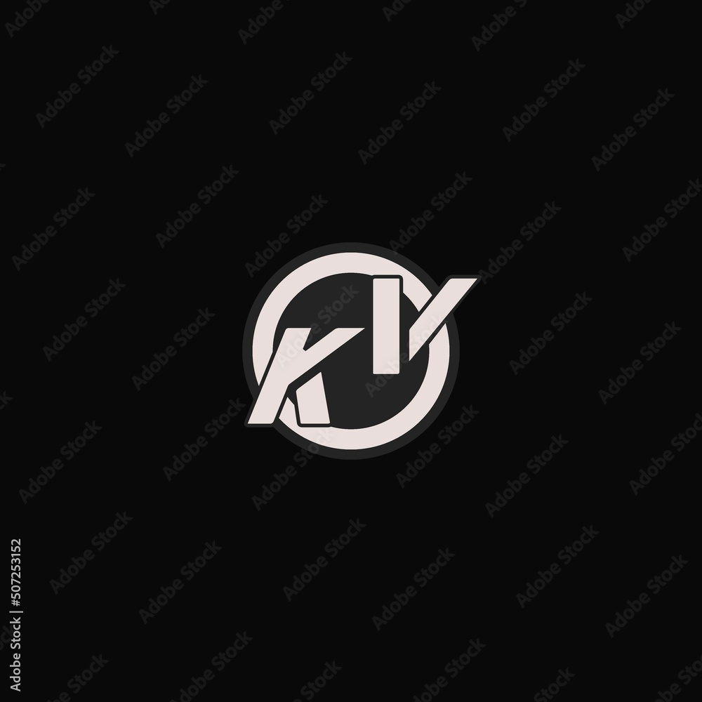 Initial KV logo circle line style, simple esport team logo design Stock ...