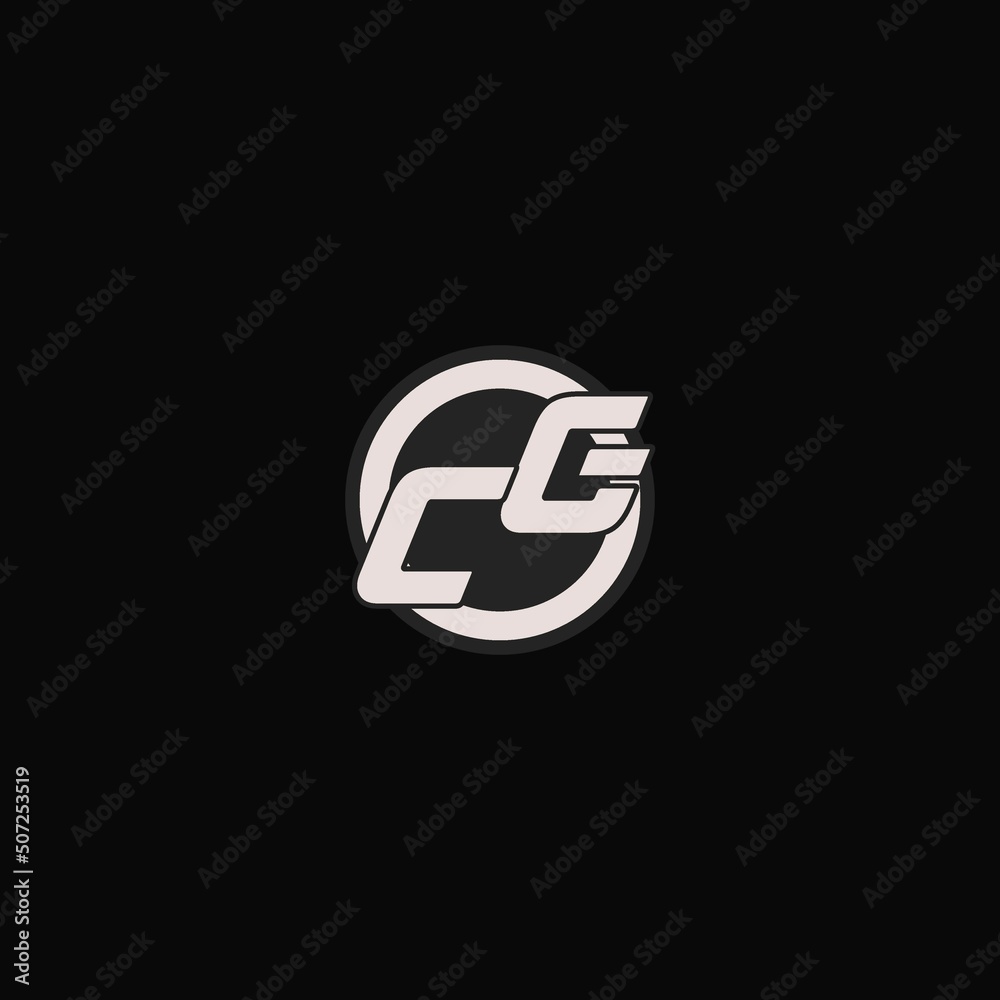 Initial CG logo circle line style, simple esport team logo design Stock ...