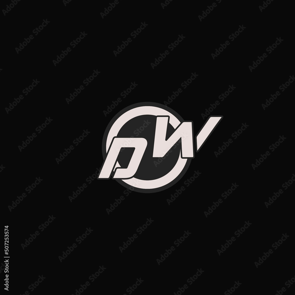 Initial DW logo circle line style, simple esport team logo design Stock ...