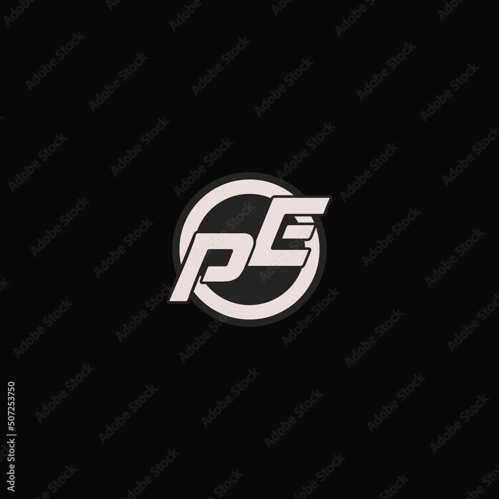 Initial PE logo circle line style, simple esport team logo design Stock ...