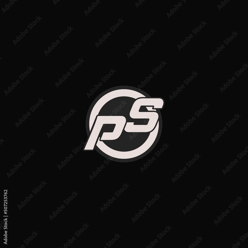 Initial PS logo circle line style, simple esport team logo design Stock ...