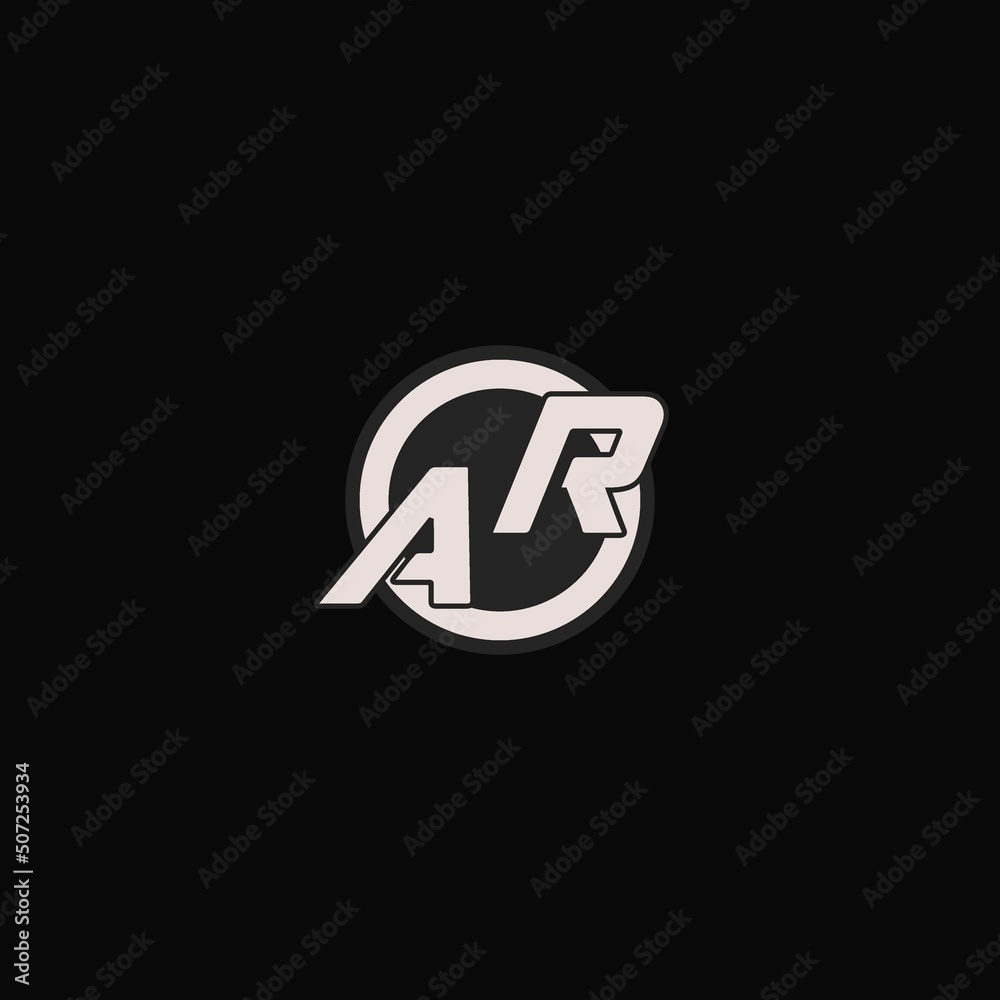 Initial AR logo circle line style, simple esport team logo design Stock ...