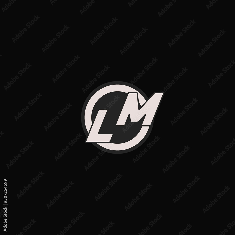 Initial LM logo circle line style, simple esport team logo design Stock ...