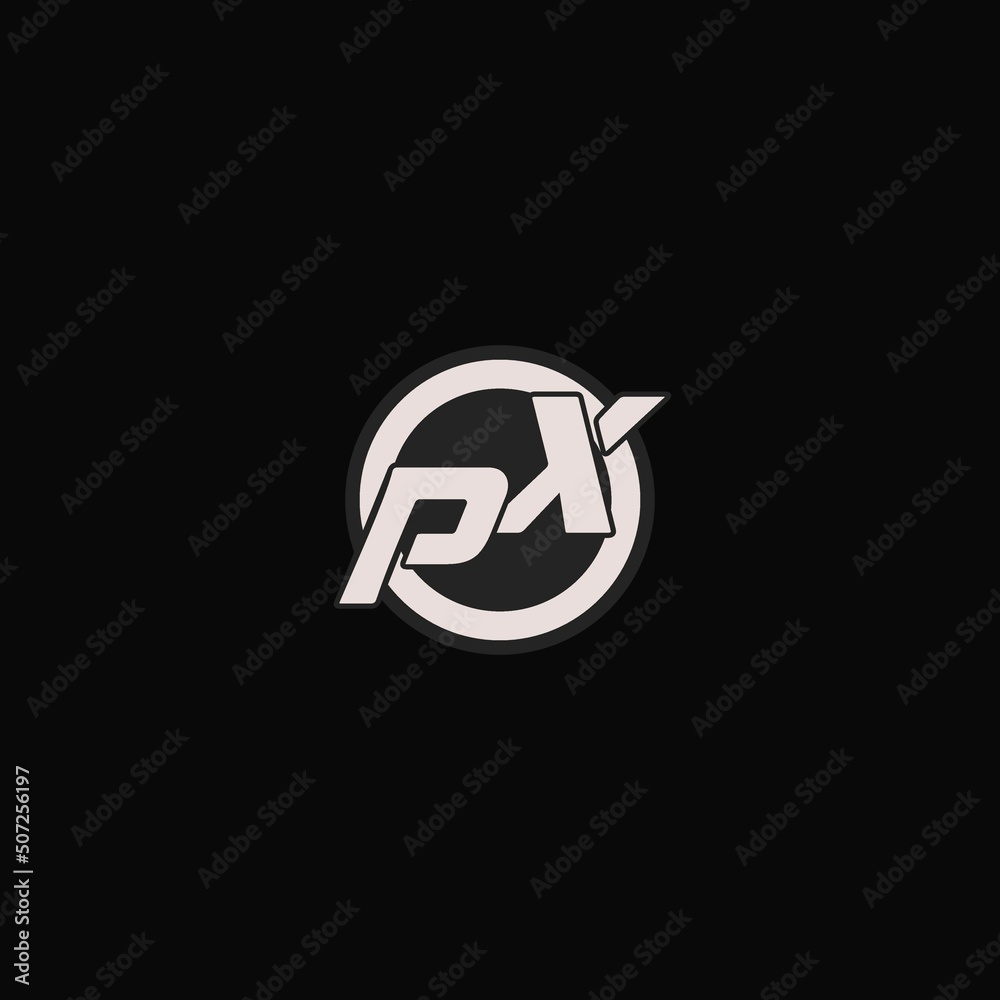 Initial PX logo circle line style, simple esport team logo design Stock ...
