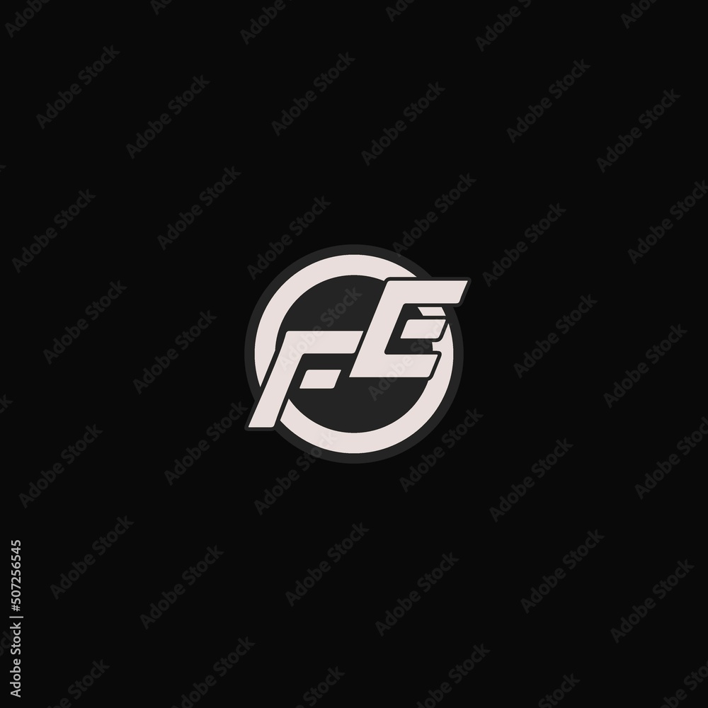 Initial FE logo circle line style, simple esport team logo design Stock ...